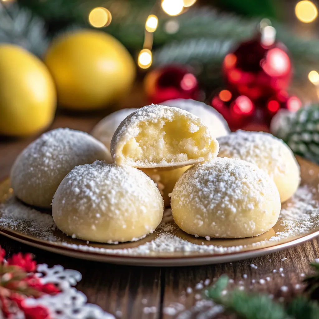 Lemon Cream Snowball Cookies (Soft & Buttery)