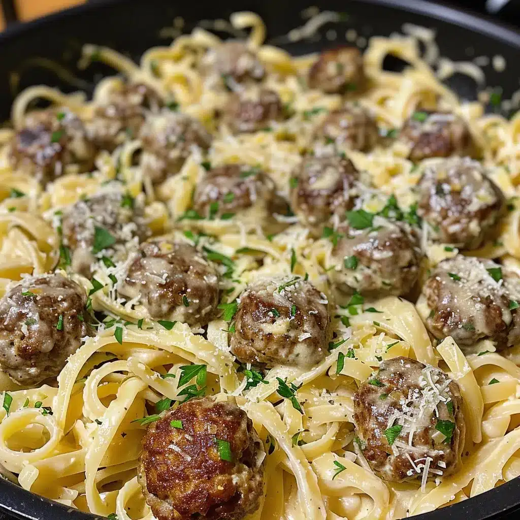 Garlic Butter Meatballs with Creamy Parmesan Pasta - Kenzie Recipes