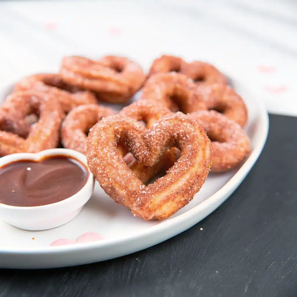 Heart-Shaped Churros with Strawberry Sugar