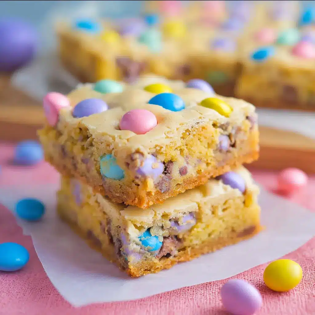 Easter Cookie Bars with Pastel MMs - Kenzie Recipes