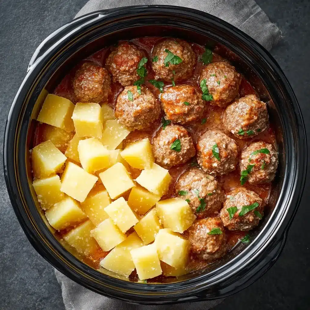slow cooker meatball and potato stew - Kenzie Recipes