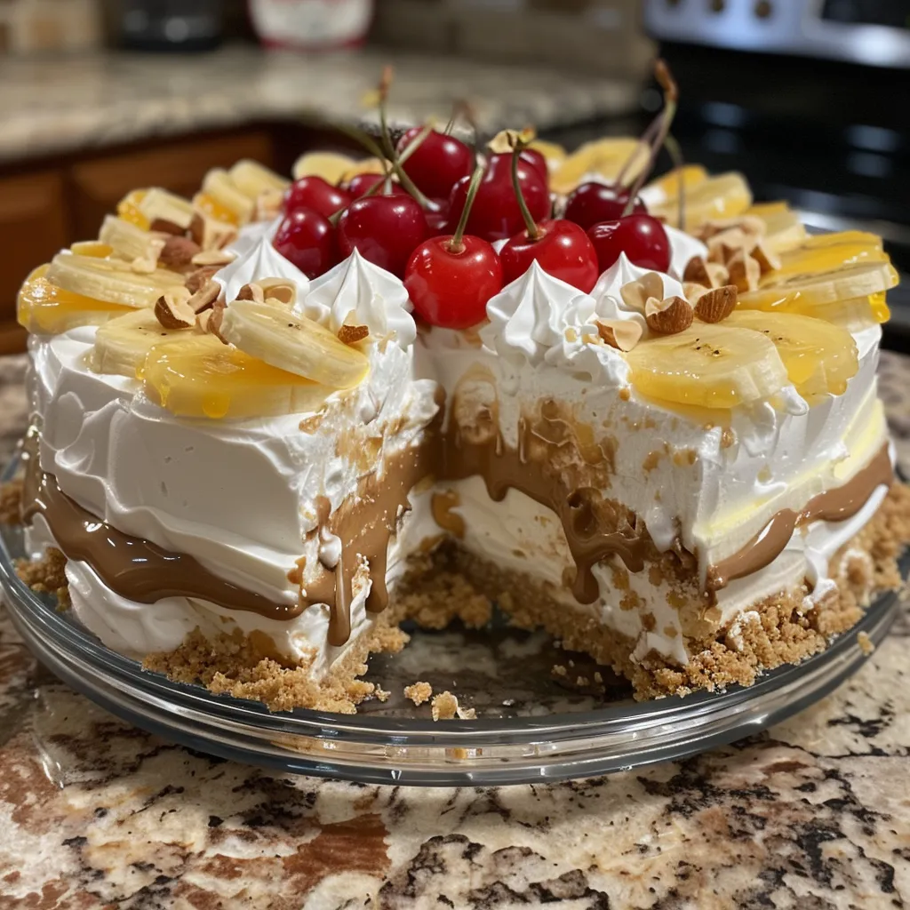 No-Bake Peanut Butter Banana Split Cake - Kenzie Recipes